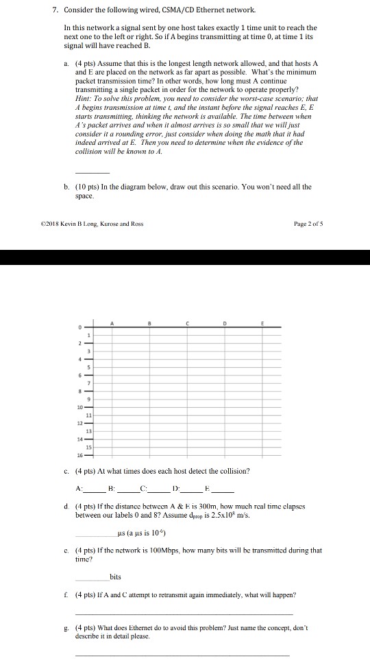 Solved 7. Consider the following wired, CSMA/CD Ethernet | Chegg.com