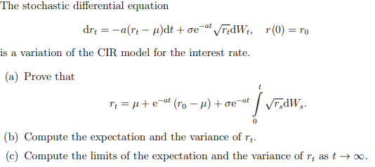 Solved The stochastic differential equation | Chegg.com