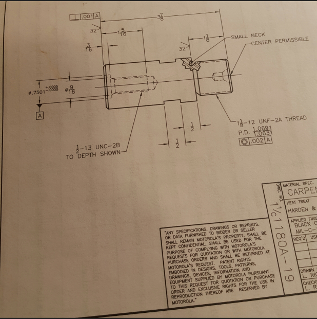 Solved SMALL NECK CENTER PERMISSIBLE 16 ACROSS FLATS 16 -12 | Chegg.com