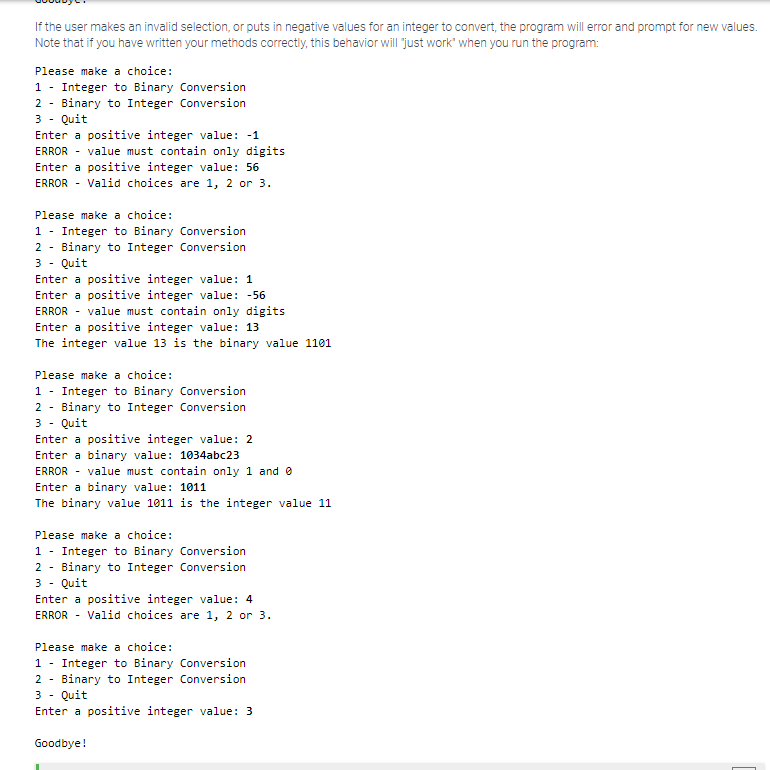 Write a Java Program - Binary and Integer | Chegg.com