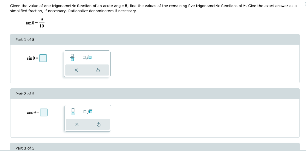 Solved Given the value of one trigonometric function of an | Chegg.com