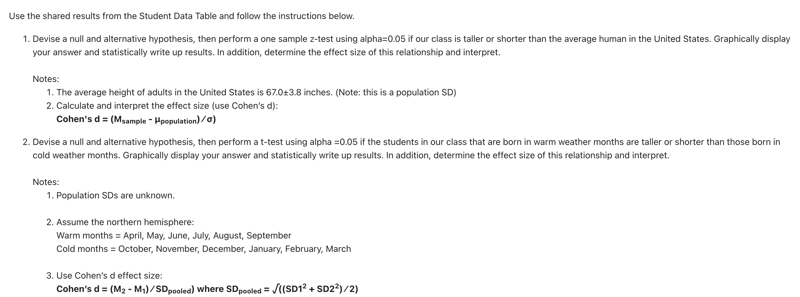 Solved Use the shared results from the Student Data Table | Chegg.com