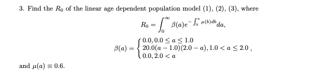 a a (1) Consider the linear age-dependent population | Chegg.com