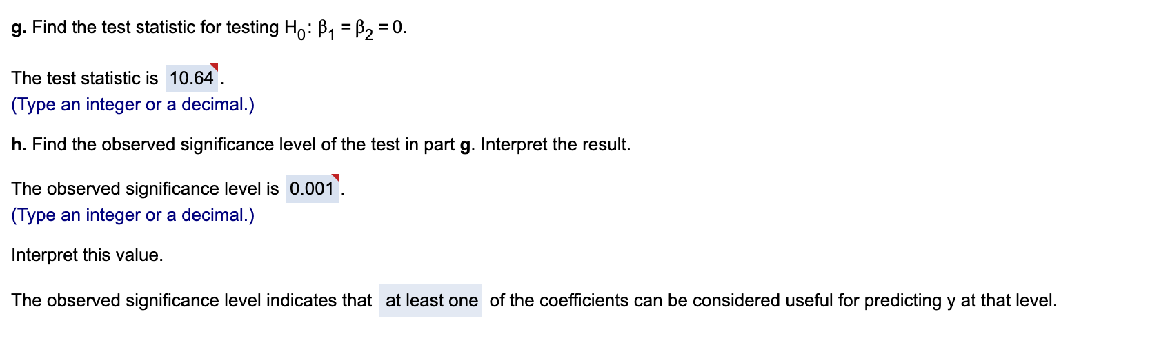 Solved Statistical software was used to fit the model E(y) = | Chegg.com