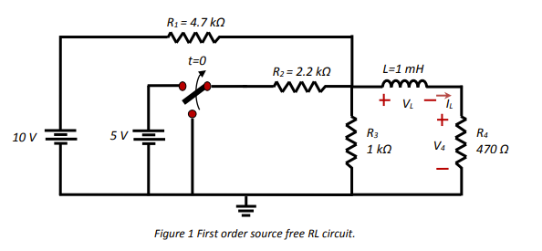 Solved For the first order RL circuit shown in Figure 1 of | Chegg.com
