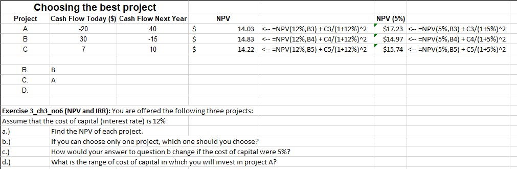 Solved Trying to verify my formulas for NPV are correct and | Chegg.com