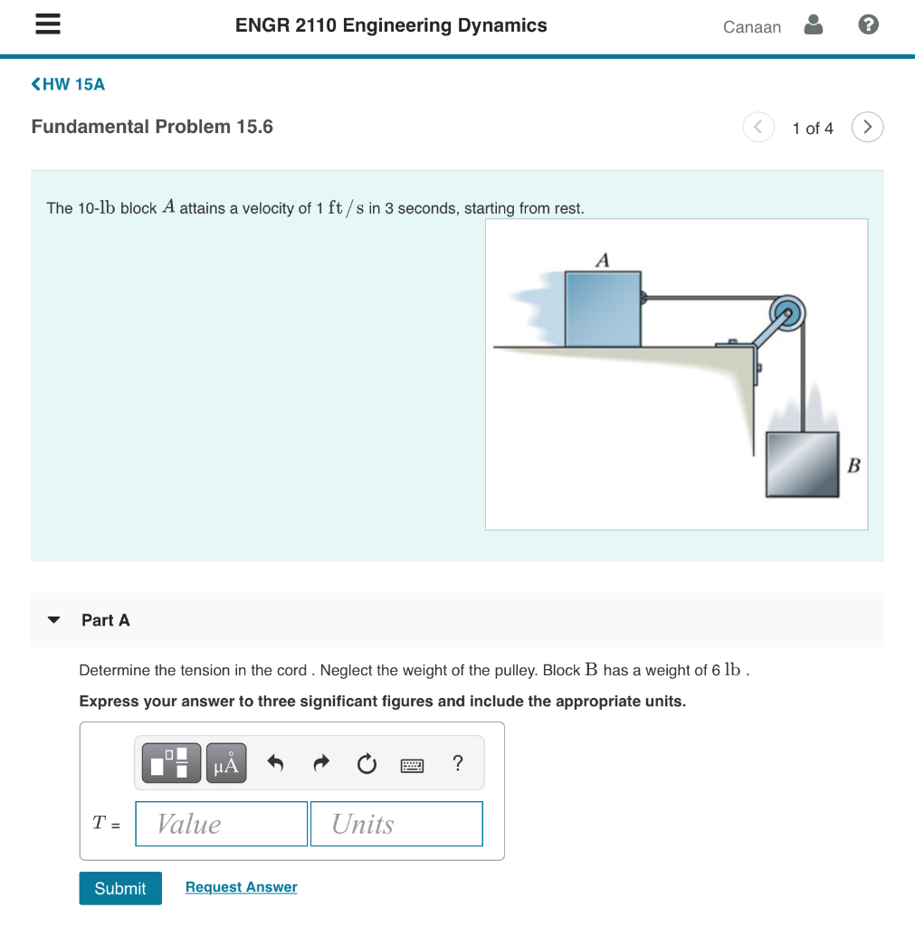 Solved ENGR 2110 Engineering Dynamics Canaan? KHW 15A | Chegg.com