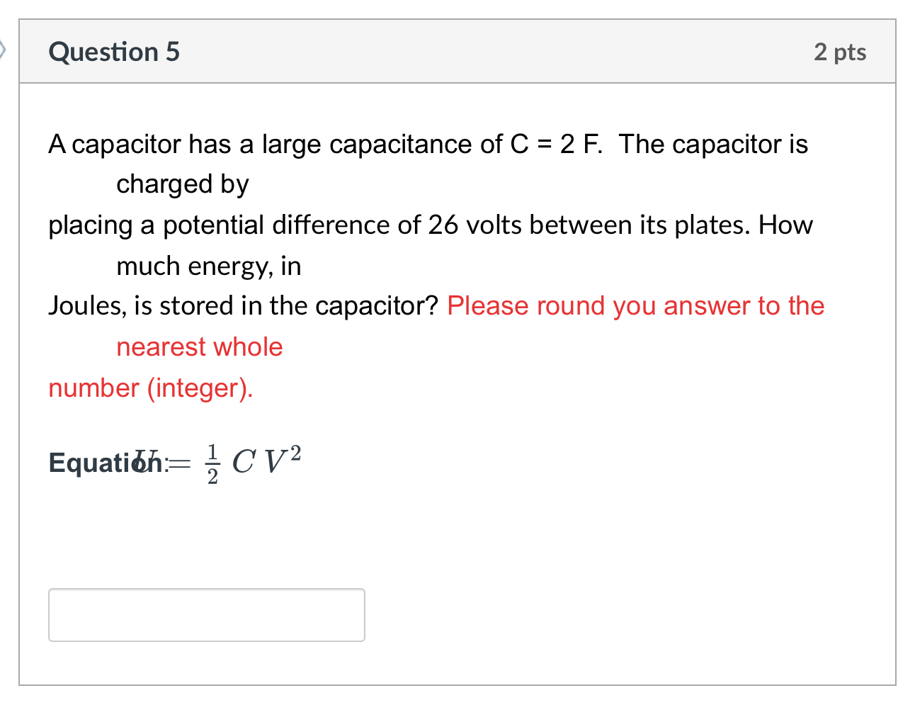 Solved A capacitor has a large capacitance of C=2F. The | Chegg.com