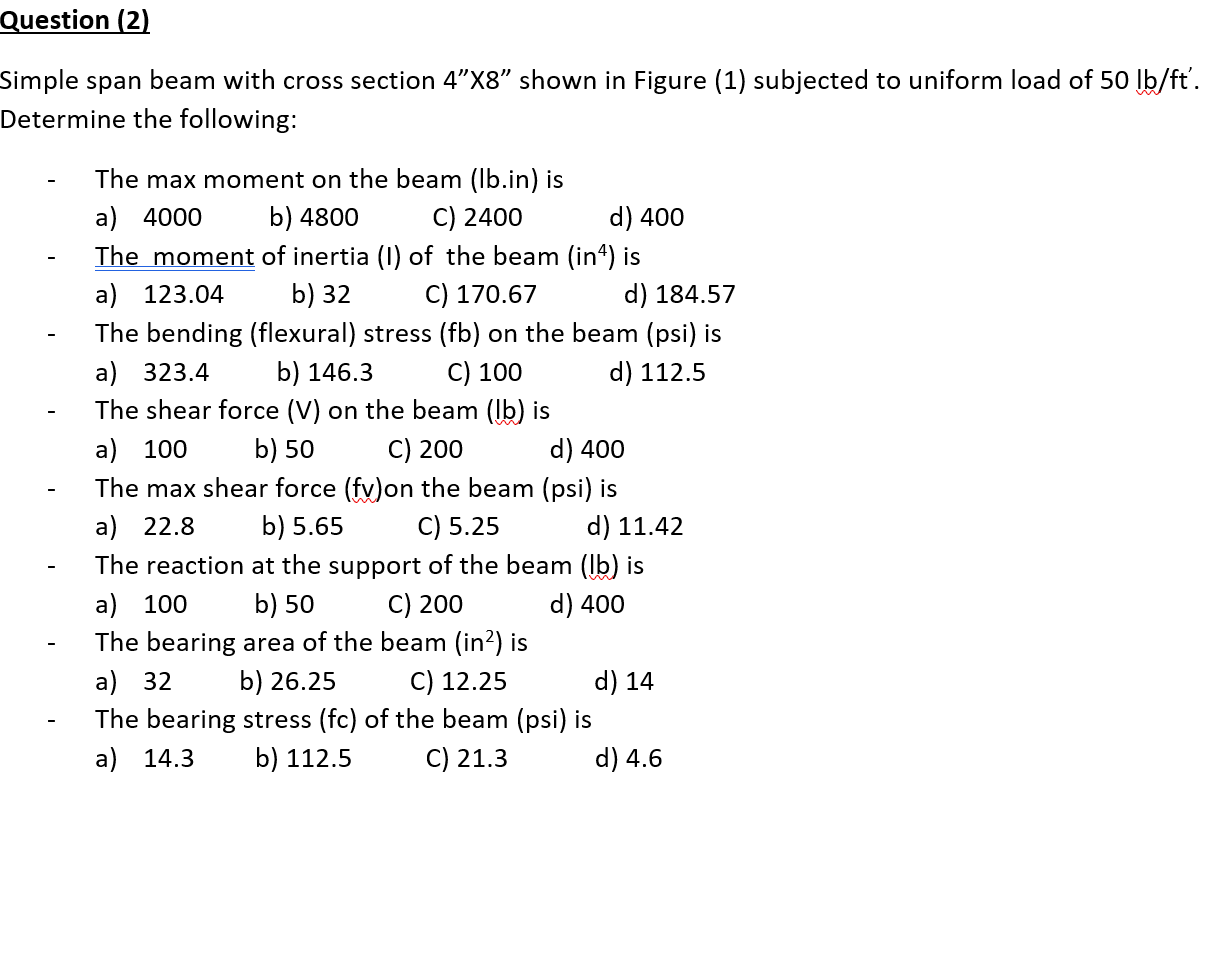 Solved Question (2) Simple span beam with cross section | Chegg.com