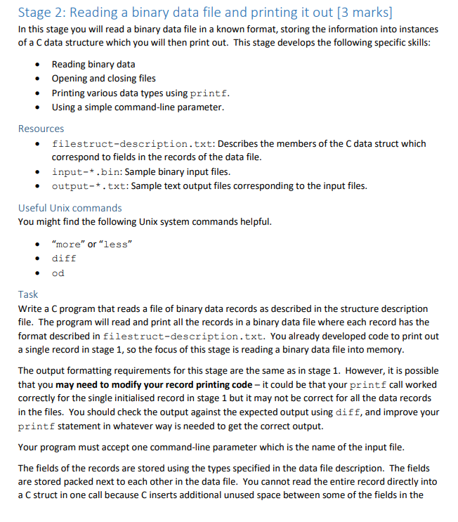 Solved How to read these .bin files and print them out? I | Chegg.com