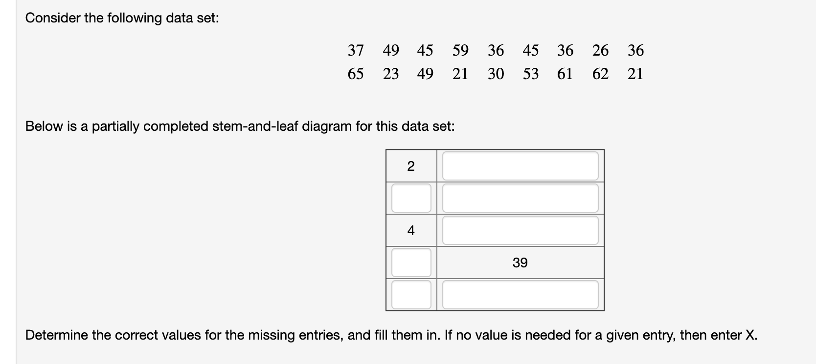 Solved Consider the following data set: 37 49 45 65 23 49 59 | Chegg.com
