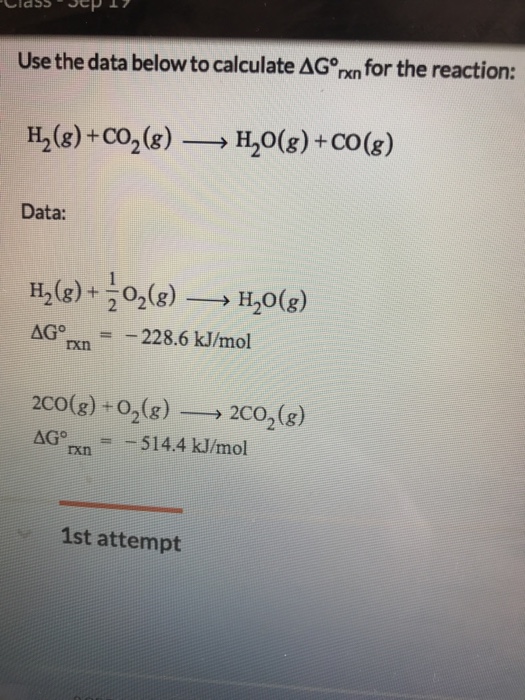 Solved Use the data below to calculate Delta | Chegg.com
