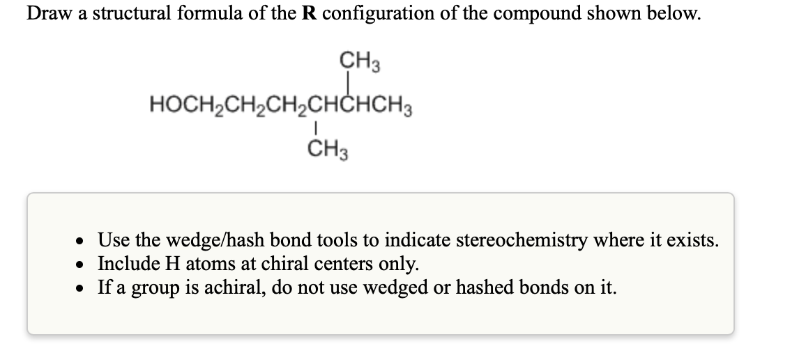 Solved Draw a structural formula of the R configuration of | Chegg.com