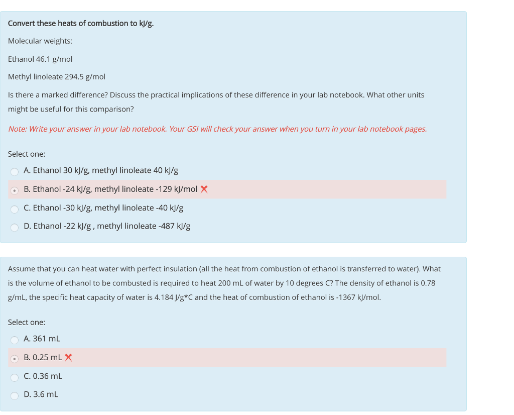 Solved Convert these heats of combustion to kJ/g. Molecular | Chegg.com
