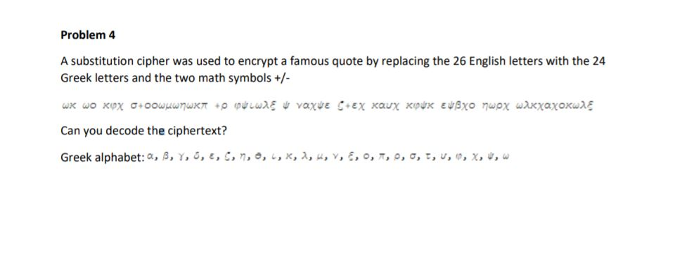 Solved Problem 4 A substitution cipher was used to encrypt a | Chegg.com