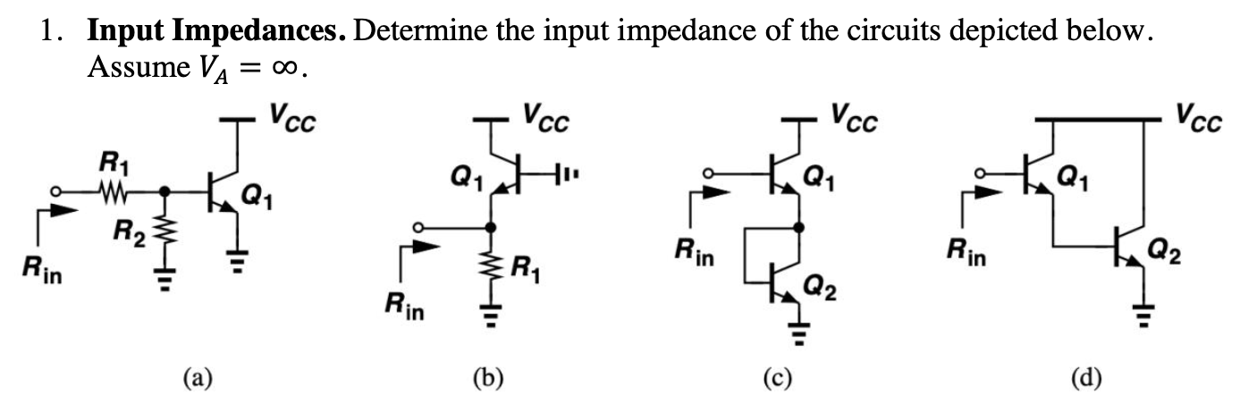 Solved 1. Input Impedances. Determine the input impedance of | Chegg.com