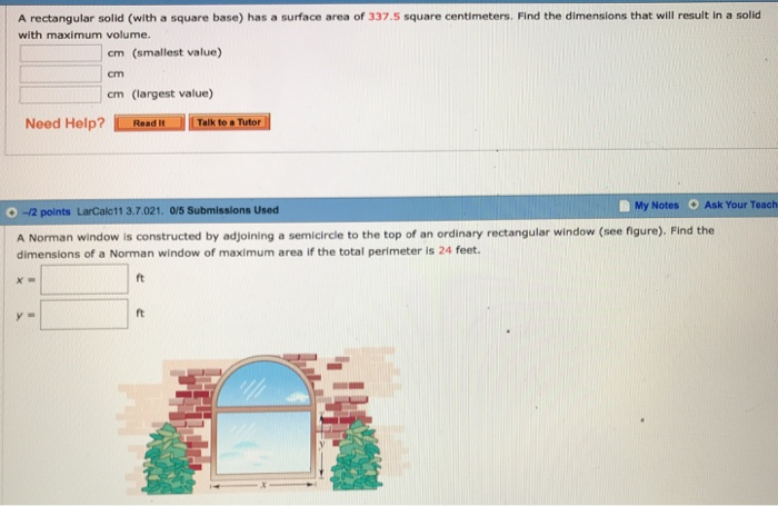 Solved A rectangular solid (with a square base) has a | Chegg.com