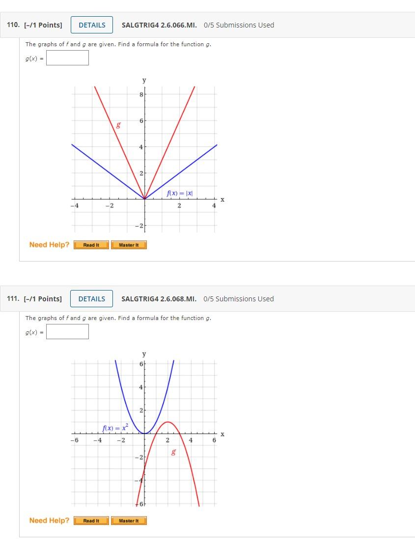Solved 110. (-/1 Points] DETAILS SALGTRIG4 2.6.066.MI. 0/5 | Chegg.com