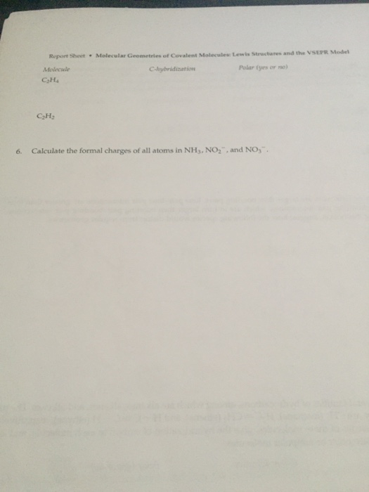 Solved Report Sheet Molecular Geometries of Covalent | Chegg.com