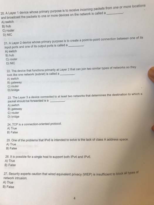 Solved A Layer 1 device whose primary purpose is to receive | Chegg.com