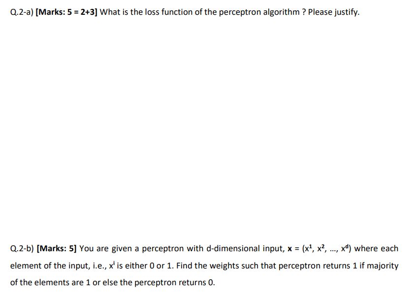 Solved Q.2-a) [Marks: 5=2+3 ﻿What is the loss function of | Chegg.com