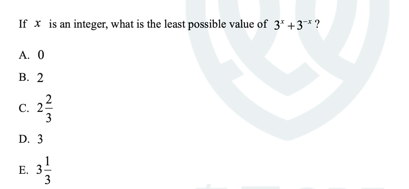 Solved If x is an integer, what is the least possible value | Chegg.com