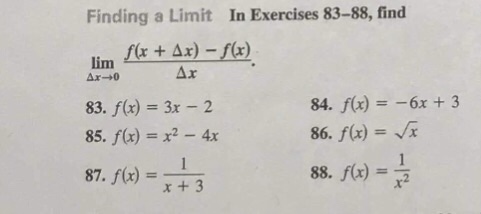 Solved Finding a Limit In Exercises 83-88, find limAr)- Ar | Chegg.com