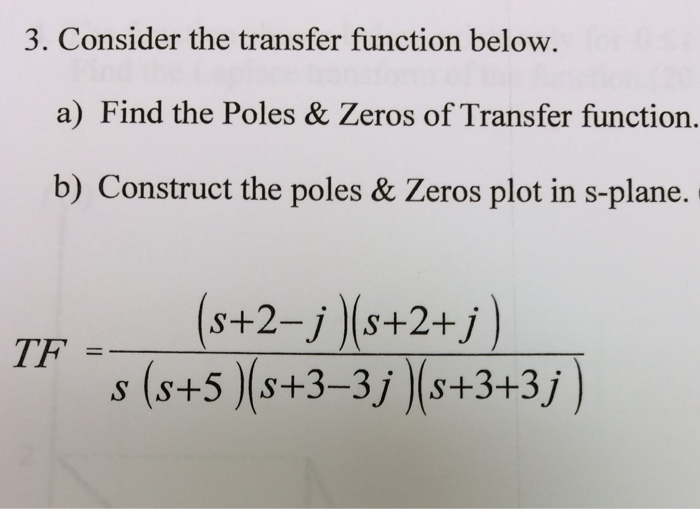 Solved 3. Consider the transfer function below a) Find the | Chegg.com