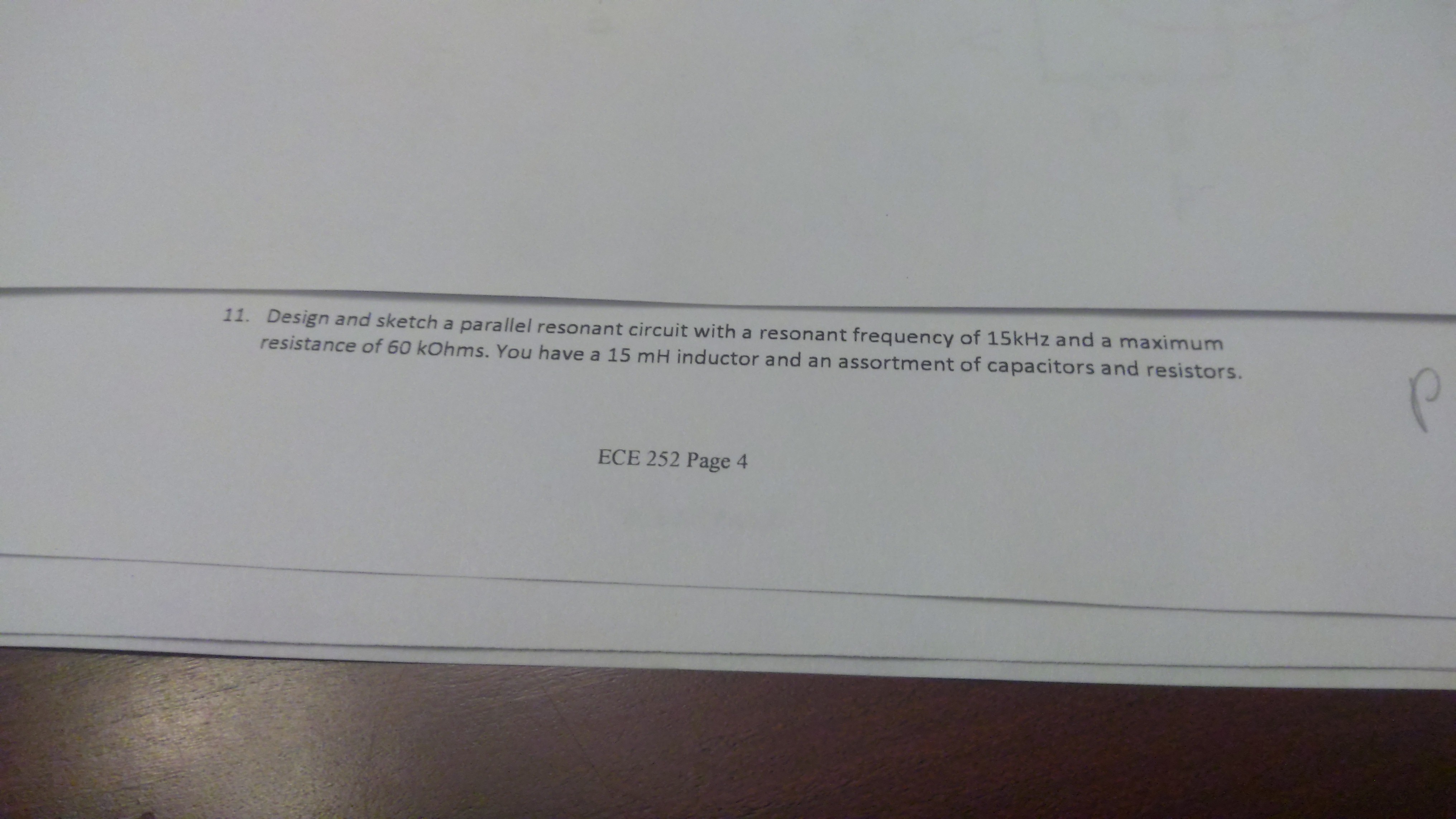 Solved 11. Design and sketch a parallel resonant circuit | Chegg.com