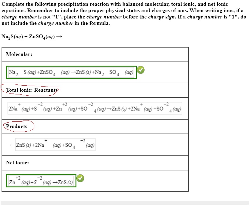 Solved Complete the following precipitation reaction with | Chegg.com