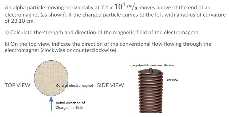Solved An alpha particle moving horizontally at 7.1 x 104 | Chegg.com