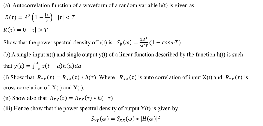 Solved A Autocorrelation Function Of A Waveform Of A