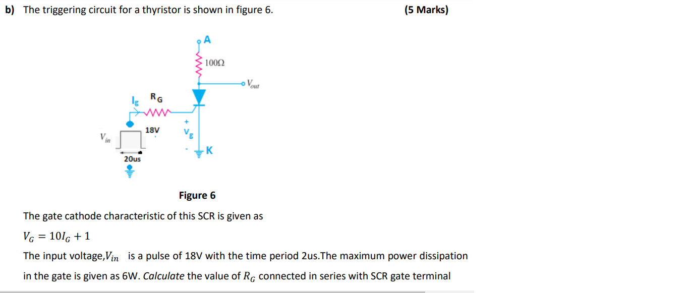 Solved b) The triggering circuit for a thyristor is shown in | Chegg.com