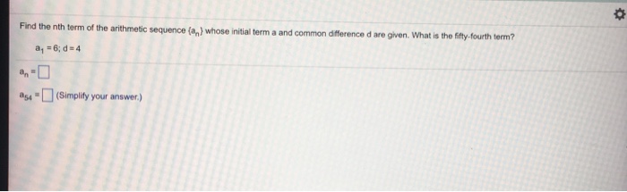 Solved Find the nth term of the arthmetic sequence (n) whose | Chegg.com