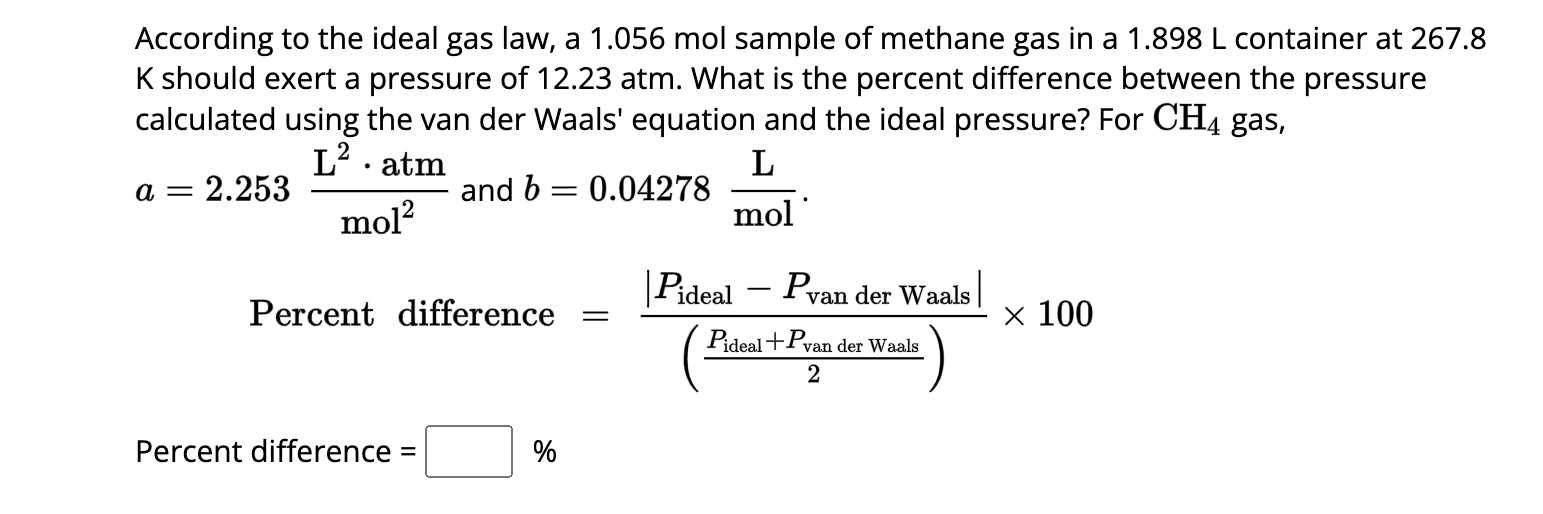 Solved According to the ideal gas law, a 1.056 mol sample of | Chegg.com