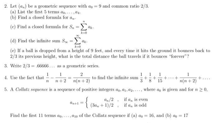 Solved Discrete Mathematics 2. Let (an) be a geometric | Chegg.com