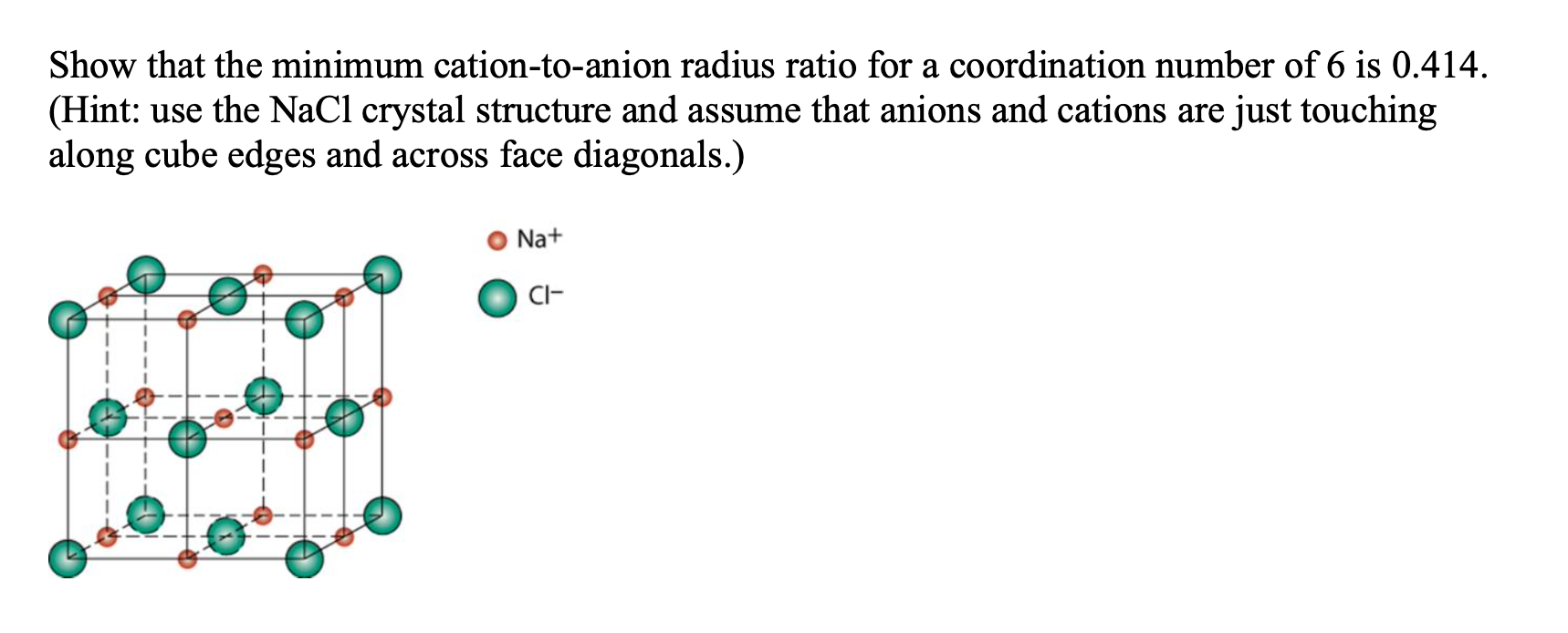 Solved Show That The Minimum Cation To Anion Radius Ratio