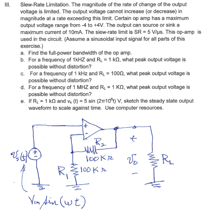 Solved I. Slew-Rate Limitation. The magnitude of the rate of | Chegg.com