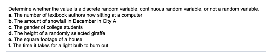 Solved Determine whether the value is a discrete random | Chegg.com
