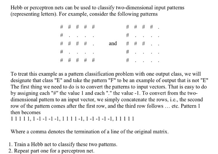 Solved Hebb or perceptron nets can be used to classify | Chegg.com