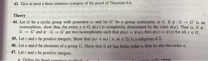 Solved 43. Give at most a three-sentence synopsis of the | Chegg.com