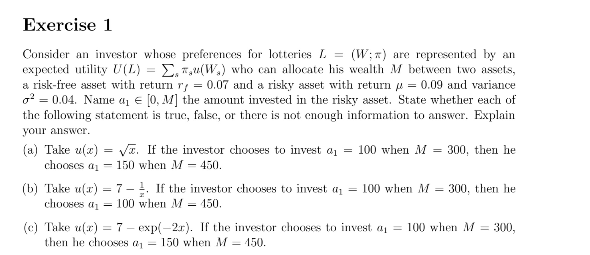 Solved Consider an investor whose preferences for lotteries | Chegg.com