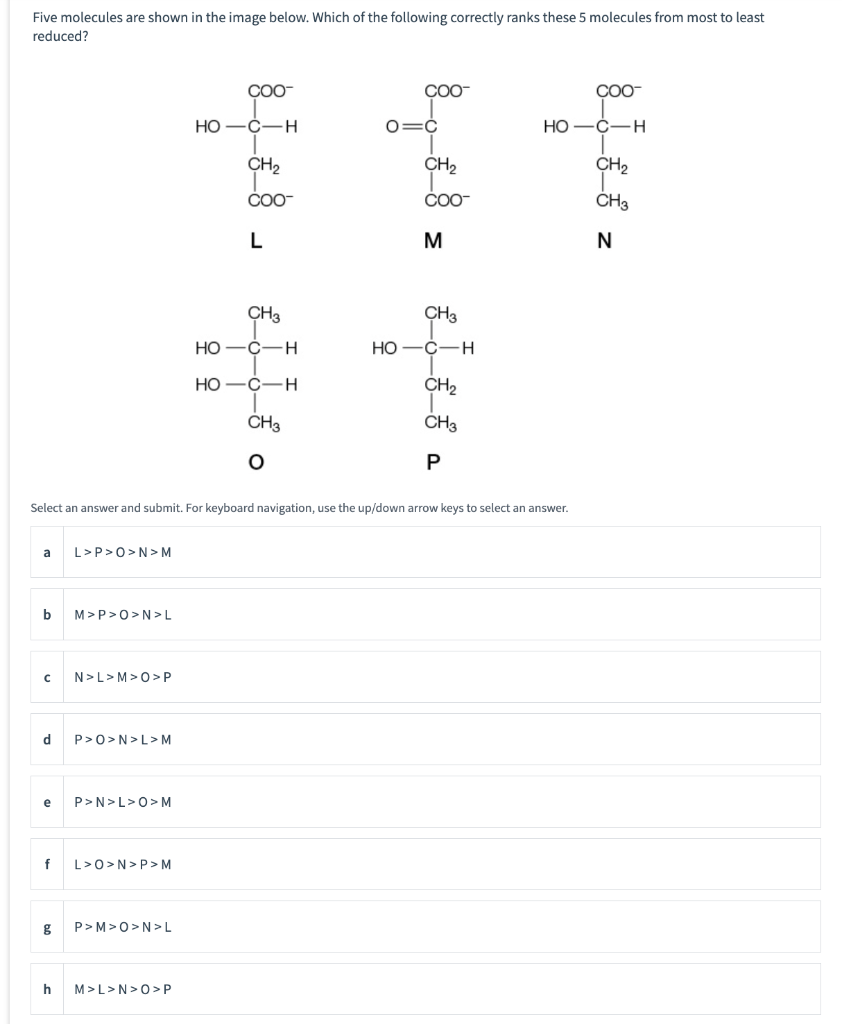 Solved Five molecules are shown in the image below. Which of | Chegg.com