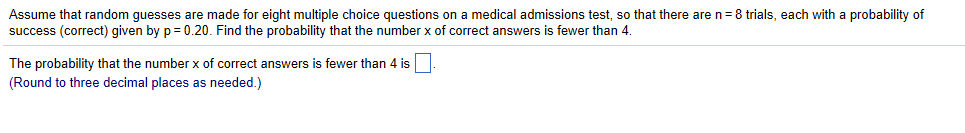 Solved Assume that random guesses are made for eight | Chegg.com