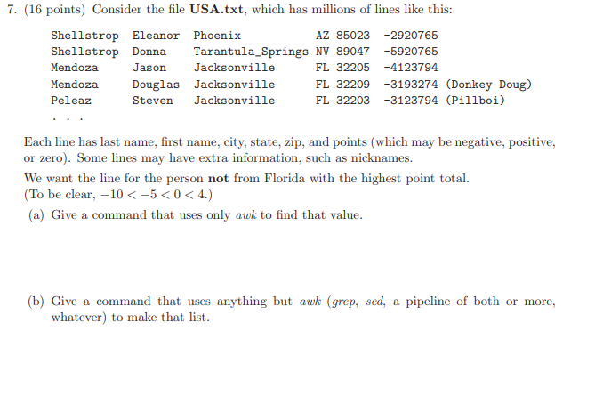 Solved Consider the file USA.txt, which has millions of | Chegg.com