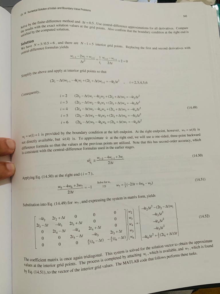 Apply the finite difference method ( central | Chegg.com