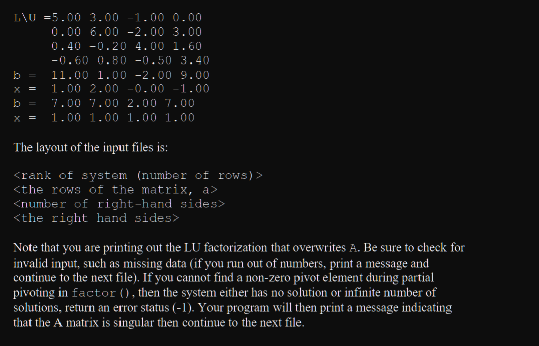 Solved Write a program, named lud. py, that solves linear | Chegg.com