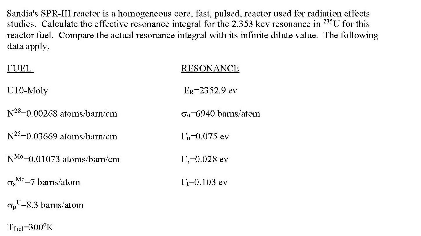 Solved Sandia's SPR-III reactor is a homogeneous core, fast, | Chegg.com