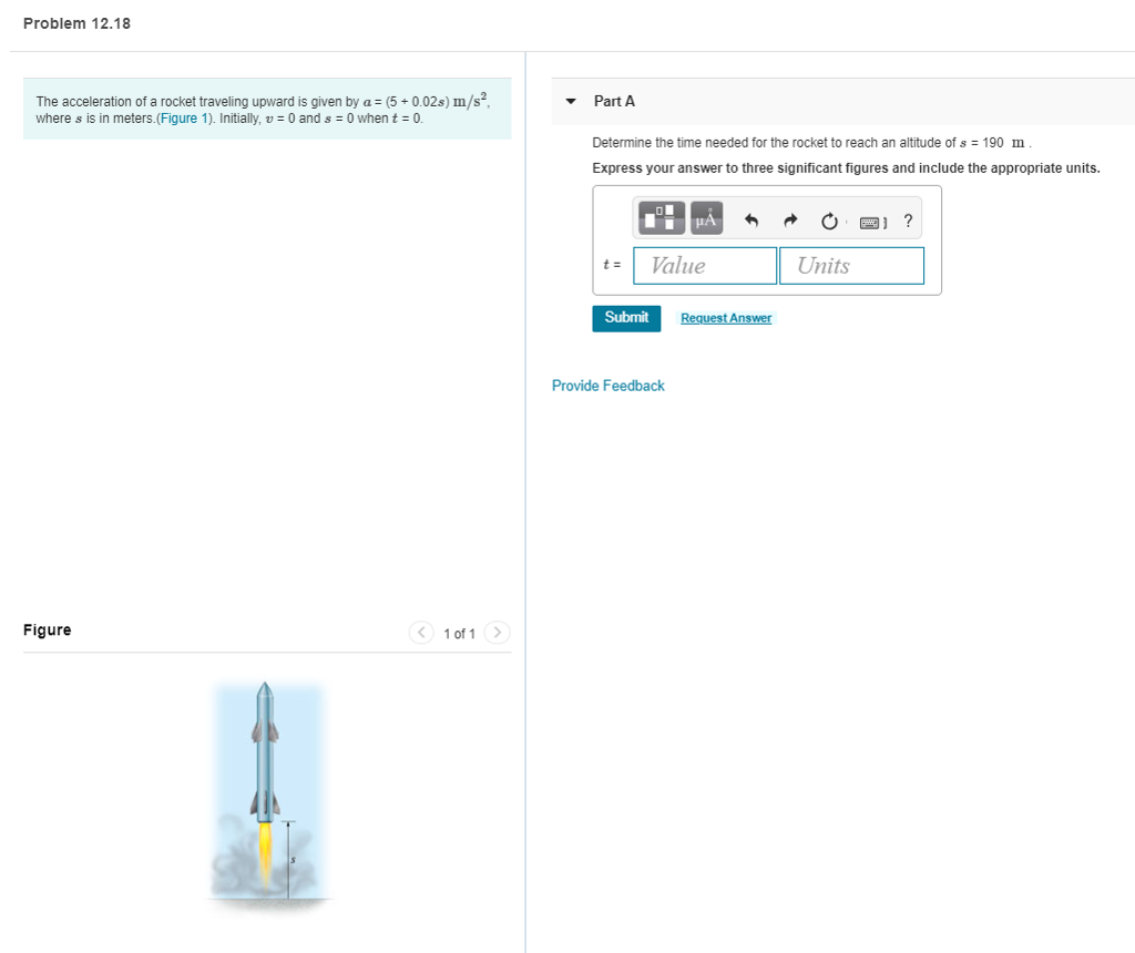 Solved Problem 12.18 The acceleration of a rocket traveling | Chegg.com