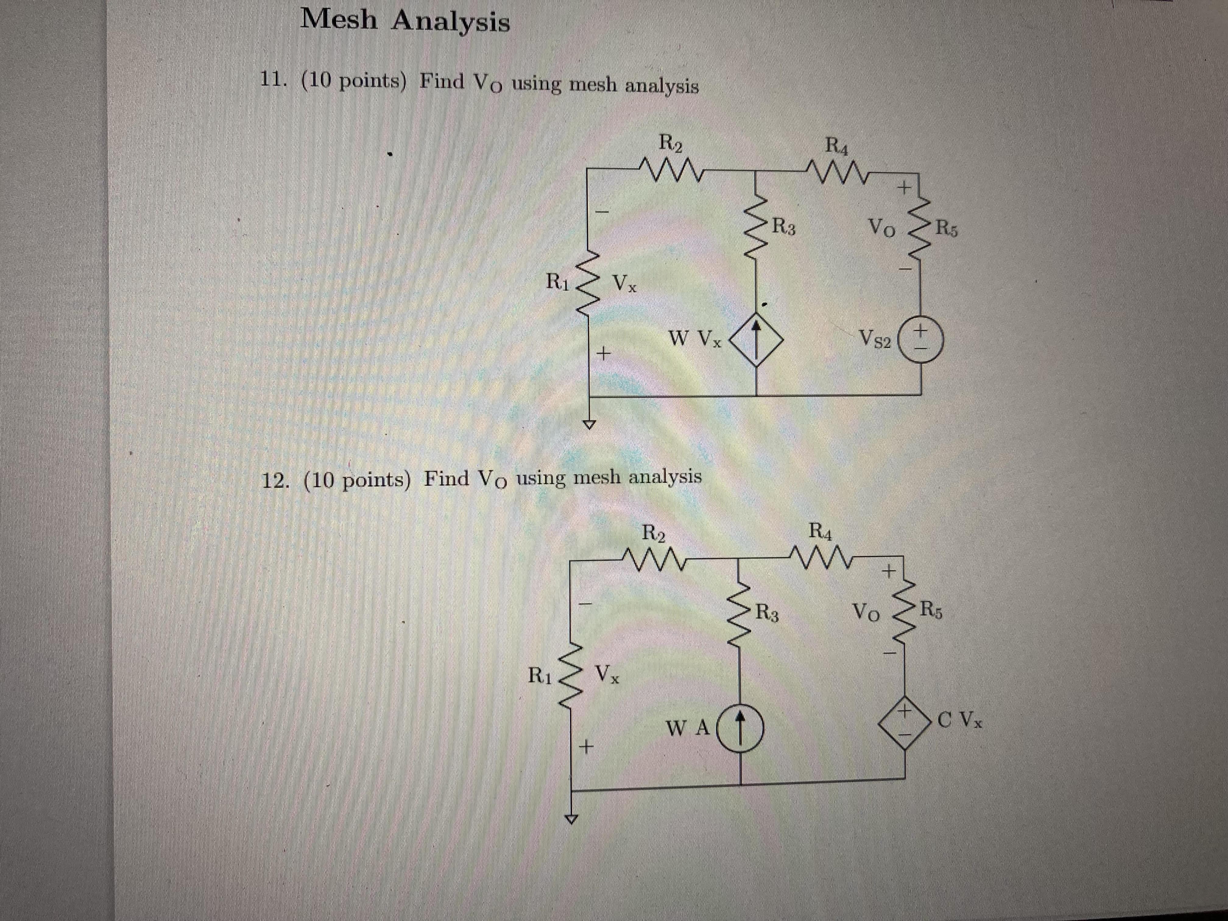 Solved 11. (10 points) Find VO using mesh analysis 12. (10 | Chegg.com